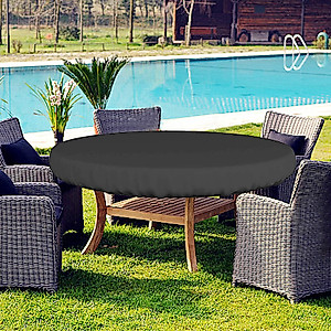 ZUDKSUY Patio Furniture Covers 48 x 4 600D Outdoor Garden Round Table Top Cover Fits Round Patio Furniture Up to 46" - 48" in Diameter Black Patio Round Table Cover