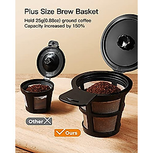 Famiworths Single Serve Coffee Maker for K Cup & Ground Coffee, With Bold Brew, One Cup Coffee Maker, 6 to 14 oz. Brew Sizes, Fits Travel Mug, Classic Black