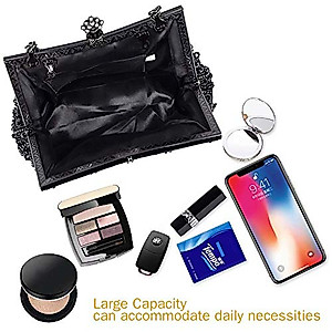 HOOLUCK Vintage Roaring 20s Beaded Sequined Evening Bag 1920s Flapper Clutch Gatsby Pearl Purses and Handbags… (Black)