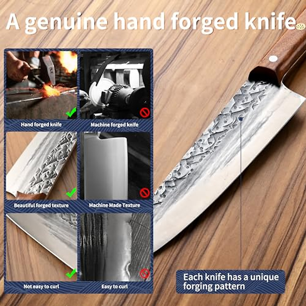 Professional Hand Forged Japanese Chef Knife 8 inch Kitchen Knives Super Sharp High Carbon Stainless Steel Chefs Knife Comfortable Cocobolo Wooden Handle with Gift Box