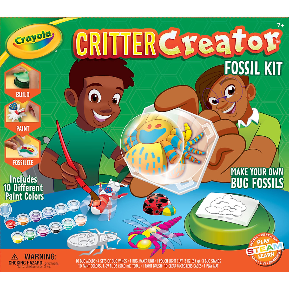 Crayola Metallic Clay Art Kit with Paints, Fossil Molds, Gift for Kids, Ages 7, 8, 9, 10
