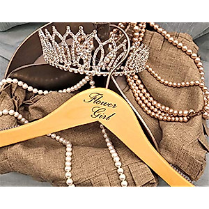 NAHANCO FG20014 Bridal Hanger, Natural Wood Hanger with Black Imprint (Flower Girl), 14” (1 Piece)