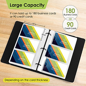 MaxGear Business Card Organizer, Business Card Holder Book Credit Card Binder File Sleeve Storage, Portable Business Card Holders Name Cards Holder Men & Women, 5 Color Index Tabs, Capacity: 180 Cards