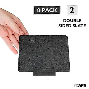 lyapa Mini Chalkboard Signs for Tables, 8 Pack - Rustic 5x6 Inch Small Slate Tabletop Chalkboards with Black Wood Stands Set, 8 Wooden Tabletop Chalkboard Sign, Decorative Small Chalkboard