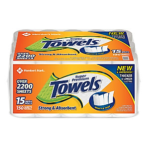 Member's Mark Super Premium Paper Towels, 15 Rolls, 150 Sheets per roll