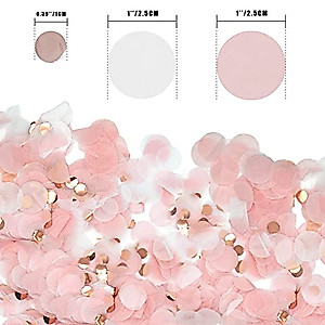 Round Tissue Confetti Glitter,Rose Gold Pink White Paper Tissue Confetti Dots for Wedding Birthday Party Decorations,1.76oz