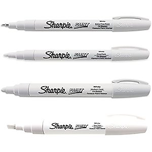 Sharpie Paint Marker Oil Based White with Extra Fine, Fine, Medium & Bold