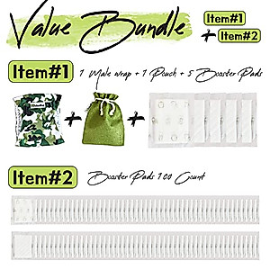 WICKEDPUP Dog Diaper Booster Pads (Regular, 100ct), Plus Stater Set (1 x Male Wrap Medium Size, 1 x Cloth Pouch, 5 x Booster Pads) Value Bundle Package