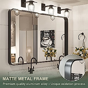 TokeShimi 48 x 30 Inch Wall Mirror Black Bathroom Vanity Mirror with Metal Frame Aluminum Alloy Soft Rounded Corner for Modern Farmhouse Wall Decor 1”Deep Set Design (Horizontal/Vertical)