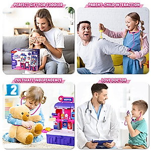 Toy Doctor Kit for Girls: Pretend Play Kids Doctor Set with Electronic Stethoscope Dress Up Doctor Costume Carrying Storage Case - Role Play Toys Medical Kit for Toddler Boys Girls