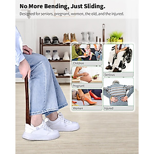 VOPOG Shoe Rack, 2-Tier Bamboo Shoe Rack for Front Door Entrance with Shoe Horn, Stackable Shoe Rack Organizer Shoe Shelf for Entryway, Hallway, Bathroom, and Closet Shoe Organizer - Brown