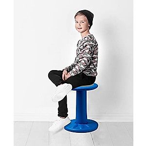 Studico ActiveChairs Kids Wobble Chair, Flexible Classroom Seating Improves Focus, Posture & Helps ADHD/ADD. Get The Wiggles Out, Active Fidget Desk Chairs, Pre-Teen 17.75" Stool, Ages 7-12, Blue
