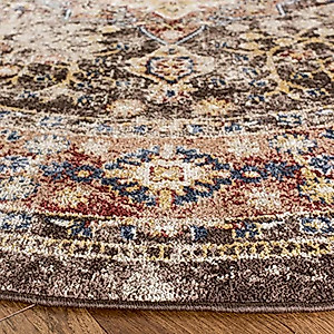 SAFAVIEH Bijar Collection 6'7" Round Brown / Rust BIJ652D Traditional Oriental Distressed Non-Shedding Dining Room Entryway Foyer Living Room Bedroom Area Rug