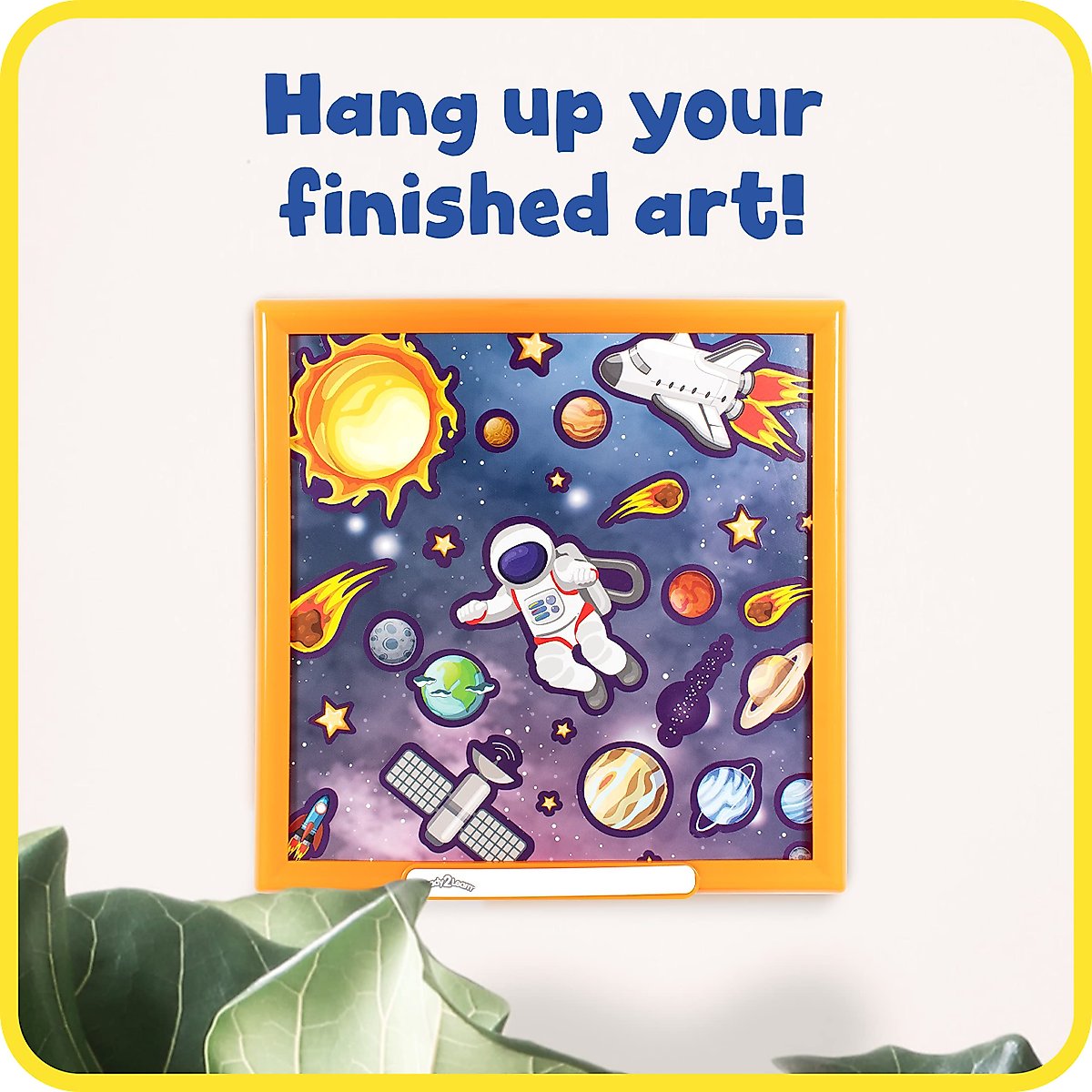 READY 2 LEARN Sticker Art Gallery - Craft Kit for Ages 3-5 - 200+ Stickers - 4 Backgrounds with Frames - Create Sea Life, Space, Robots, Garden Scenes