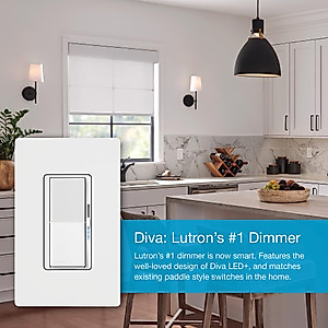 Lutron Diva Smart Dimmer Switch for Caseta Smart Lighting (Lutron Smart Hub Required), for LED Lights, 150 Watt, Single-Pole/3Way, No Neutral Required, DVRF-6L-LA, Light Almond