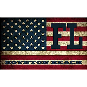 (x3) 2x3 inch Stickers | Reflective Boynton Beach FL Florida Palm Beach County Vintage US Flag Sticker Graphic - Construction Toolbox, Hardhat, Lunchbox, Helmet, Mechanic, Luggage
