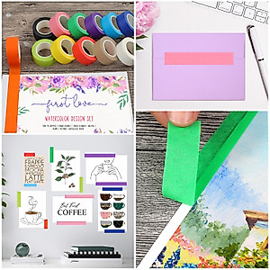 Guirnd 12PCS Colored Masking Tape, Kids Art Supplies Colored Tape, DIY Craft Tape, Colored Tape Rolls, Colored Painters Tape 2.5cm x 12m (1In x 13Yards)