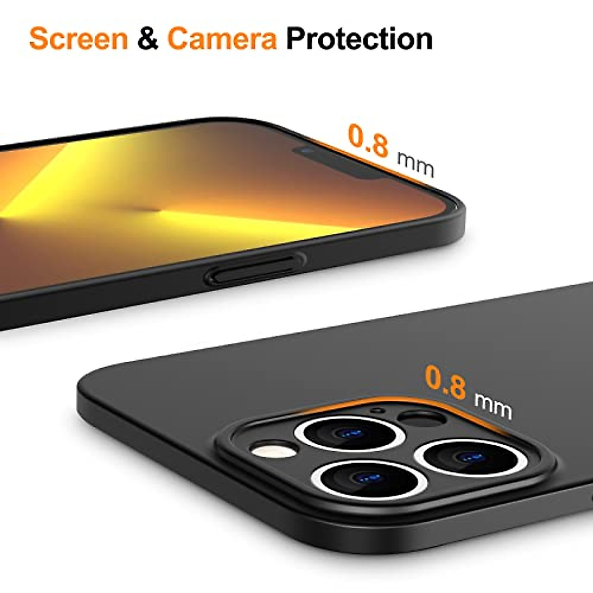 JETech Upgraded Slim (0.85 mm Thin) Case for iPhone 13 Pro 6.1-Inch, Camera Lens Cover Full Protection, Slim Fit Ultra Thin Lightweight Matte Hard PC, Support Wireless Charging (Black)