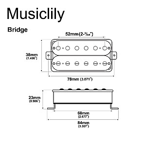 Musiclily Basic 52mm Ceramic Humbucker Double Coil Bridge Pickup for Electric Guitar, Black