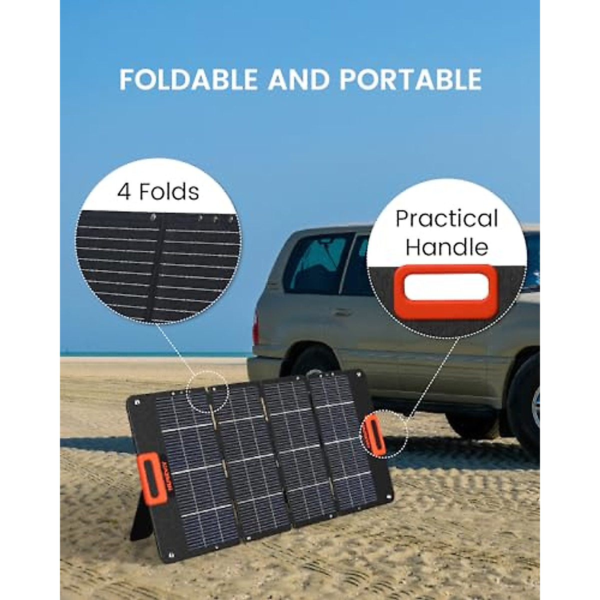 NURZVIY 200 Watt Portable Foldable Solar Panels 200W Solar Cell Solar Charger for Power Station, Waterproof w/Adjustable Kickstand XT60 Anderson DC 8mm Connector for Camping, Off Grid Living