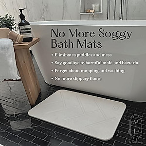 M&L Premium Stone Bath Mat Large - Double Sided, Non-Slip Fast-Drying Mat for Kitchen Counter, Tub & Bathroom Floor - Super Absorbent Diatomaceous Earth Shower Mat - Home Decor & Modern Accessories