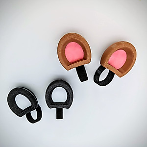 BeamTeam3D Bear Ears for Headphones - Adorable Brown and Panda Bear Headphones Attachment in Various Colors with Self Fastener - Bear Ears for Gamers and Streamers (Sparkle Black/White)