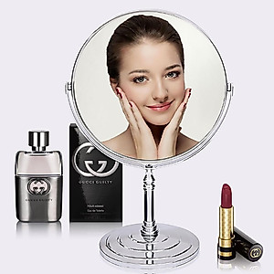 HAIPUTTER Double Sided 3X and 1X Magnifying Makeup Mirror with Stand, 6 in Silver Vanity Swivel Mirrors for Desk Table Standing