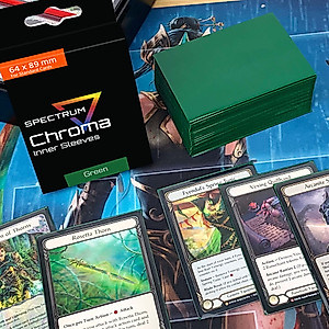 BCW Spectrum Green Chroma Inner Card Sleeves | Acid-Free Archival Quality Protection | Perfect Fit Sleeves for MTG, Pokemon | Dual-Sided Glossy-Clear & Solid Green Inner Sleeves | 100 Ct