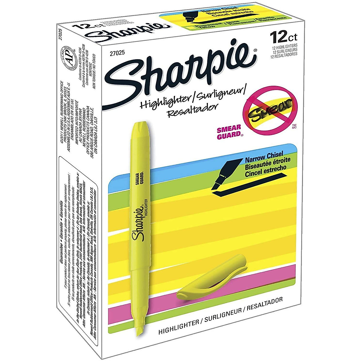 Sharpie Accent Pocket-Style Highlighters, Fluorescent Yellow , Chisel Tip, Dozen - 27025
