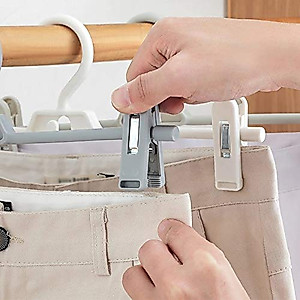 WALNUT Clip Coat Hangers Clothes Closet Pant Trouser Skirt Non-Slip Racks Clip Multifunction Plastic Drying Rack Pants Rack Storage (Color : Gray)
