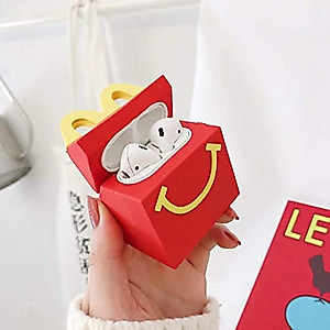 Airpod Case for Apple Airpods 1&2, Cute 3D Funny Cartoon Soft Silicone Cover, Kawaii Fun Cool Keychain Design Skin, Fashion Color Cases for Girls Kids Boys Airpods (McDonald's)