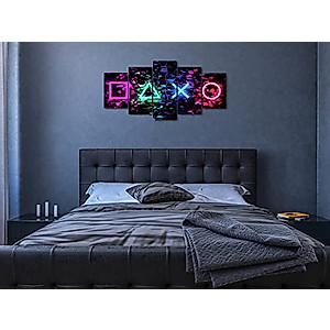 Biufo Gamer Symbol Canvas Wall Art Paintings Gaming Wall Decor Print Picture Artwork for Kids Boys Game Room Playroom Bedroom Decor (Small)