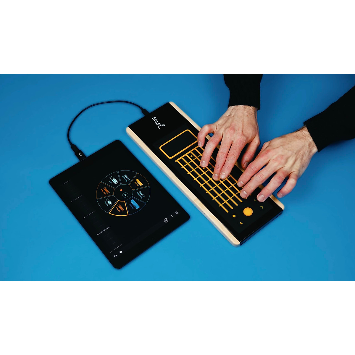 Guitar Pad Accessory for J-Play MIDI controller - 6 Frets and Effect Zone, Dedicated Musical App Included, Plug & Play Music instrument Fire Edition