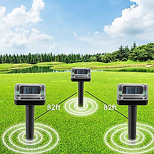 Aogist 1 Upgrade Mole, Ultrasonic Animal Waterproof Outdoor Solar Powered Gopher and Vole Chaser Humane Repel-pesticides, 4 Pack, Black, 4 Count