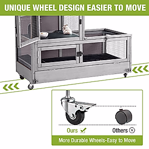 Hamster Cage 2 Story Guinea Pig Cage Large Rat House Indoor Rabbit Cage Outdoor Bunny Hutch with Leakproof PVC Floor and Anti-Chewing Edge