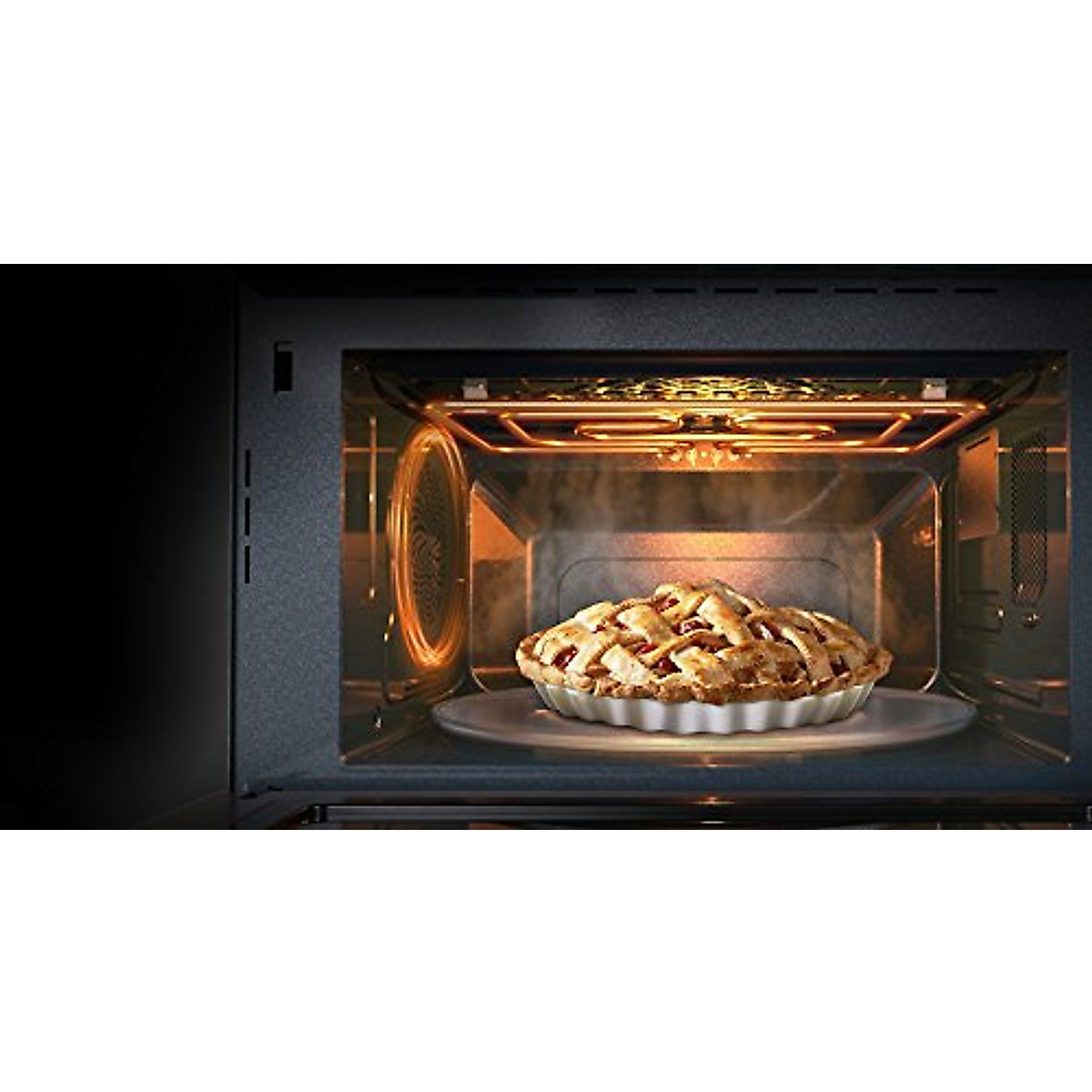SAMSUNG 1.2 Cu Ft PowerGrill Duo Countertop Microwave Oven w/ Power Convection, Ceramic Enamel Interior, Built-In Capability, 900 Watt, MC12J8035CT/AA, Fingerprint Resistant Stainless Steel, Black