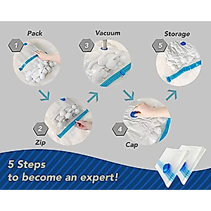 Vacuum Storage Bags for Clothes 5 Large (32 x 24") Vacuum Sealed Bags for Clothing Comforters and Blankets Reusable Space Saving Bags (Large,5)