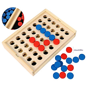 TOWO Wooden 4 in a Row Game - Classic Strategy Game for Adults Children-Connect The 4 Discs of Same Colour in a Row - Travel Games Family Board Games Toys Gift for 6 Years Old Kids Boys Girls Adults