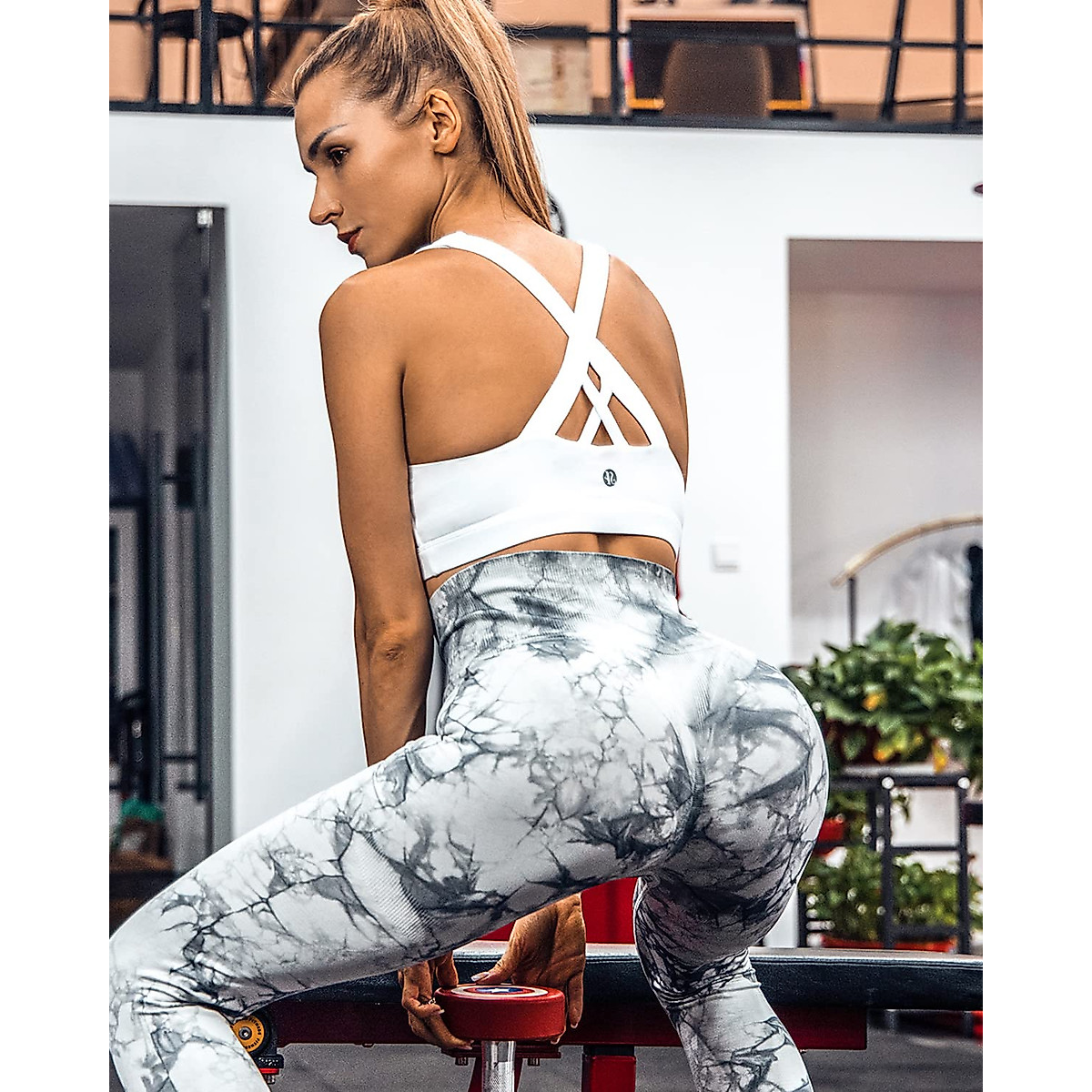 RUNNING GIRL Sports Bra for Women, Criss-Cross Back Padded Strappy Sports Bras Medium Support Yoga Bra with Removable Cups A-White