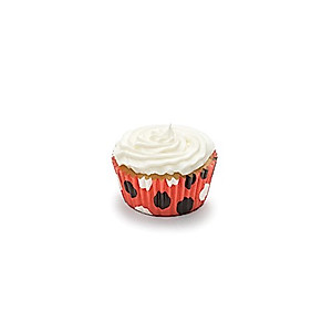 Fox Run Polka Dot Disposable Bake Cups, 3 x 3 x 1.25 inches, Red with Black