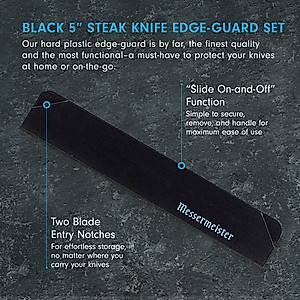 Messermeister 6-Piece Steak Knife Edge-Guard, Black - Fashionable & Functional Knife Protector for Steak Knives - 2 Blade Entry Notches - Includes 6 Steak Knife Edge Guards