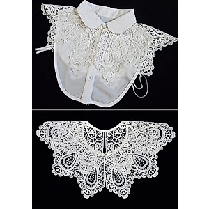 WENLOOY Retro Hollow Out Lace Floral False Collar Detachable Fake Collar for Women Girl