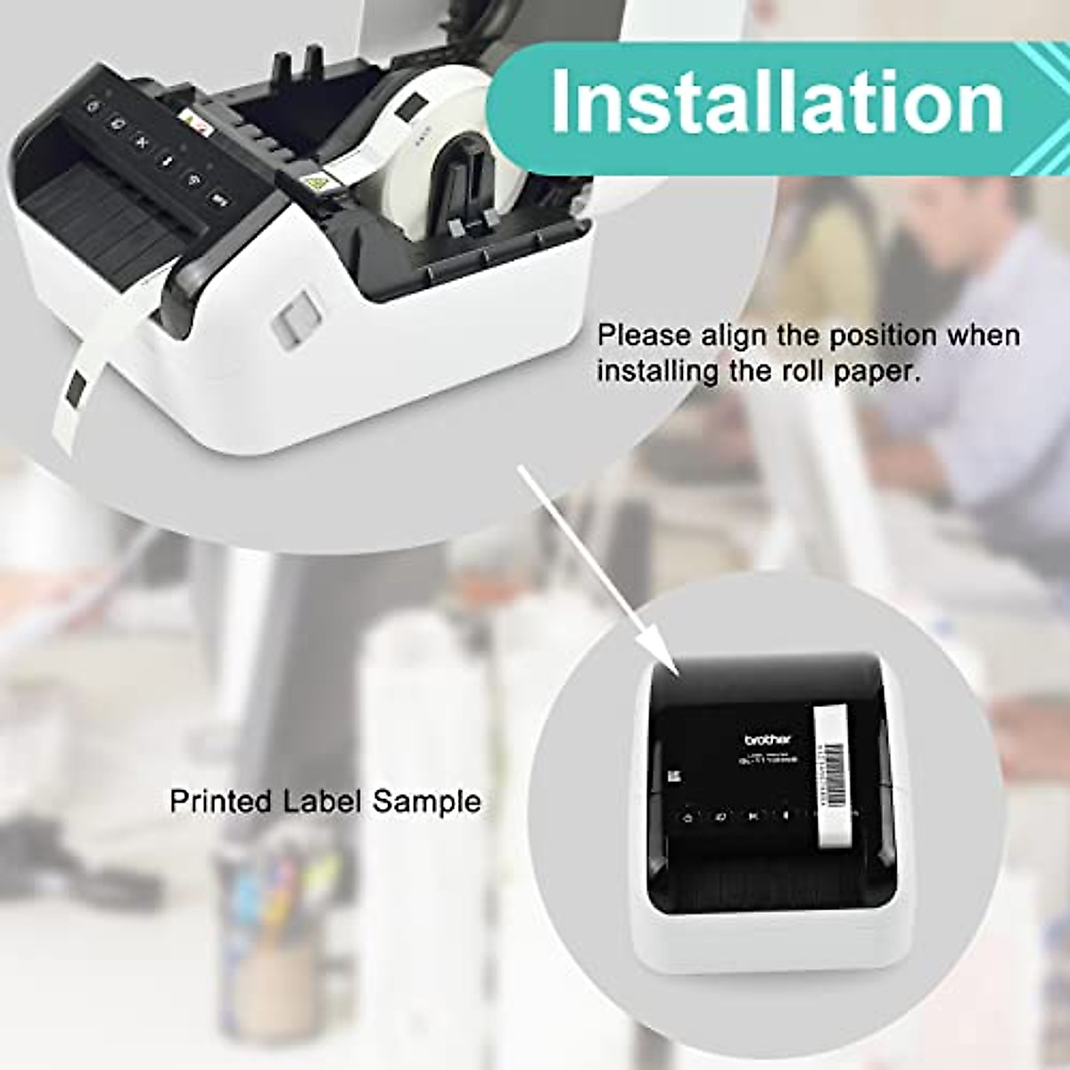 NineLeaf 2 Roll (300 Labels per Roll) Die-Cut File Folder Labels with Cartridge Compatible for Brother DK-1203 DK1203 17mm x 87mm (2/3" x 3-7/16") White Address Paper Label use in QL Label Printers