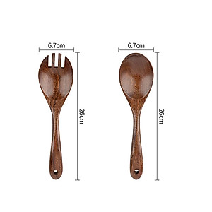 Hemoton Griddle 2pcs Wooden Salad Spoon Household Tablespoon Kitchen Utensils