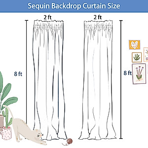 Hahuho Orange Sequin Backdrop Curtain, Halloween Glitter Backdrop Curtain for Parties, Christmas, Wedding, Party Decoration（2 Panels, 2FT x 8FT, Orange