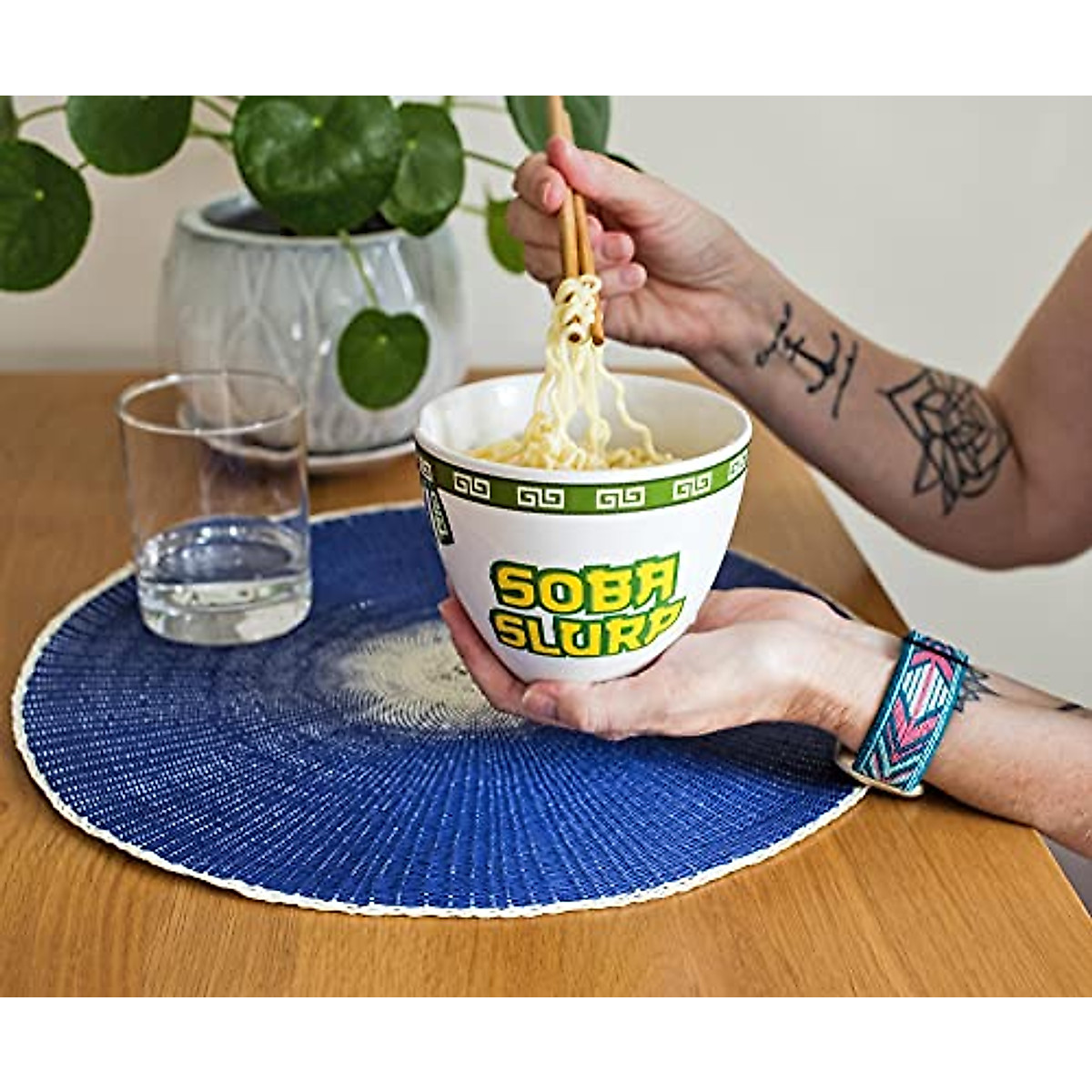 Bowl Bop Soba Slurp Japanese Dinnerware Set | 16-Ounce Ramen Bowl, Chopsticks