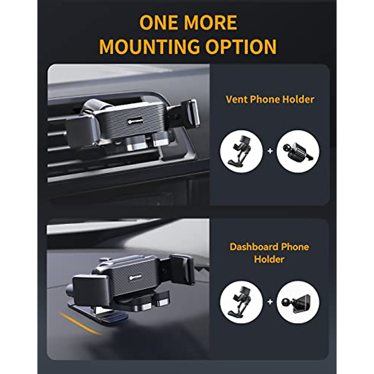 Phone Mount for Car Holder Gravity Phone Holder Car Mount for Car Dashboard Air Vent 2 in 1 Clip Auto Lock Car Cell Phone Holder Mount for Car Compatible for iPhone 14 Pro Max & All Phones