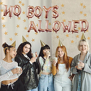 AnnoDeel 16inch NO BOYS ALLOWED Foil Balloons Banner,Rose Gold Letter Mylar Balloon for Women Bride Bacheloretter Banner Party Decoration