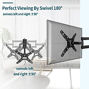 TV Wall Mount Full Motion for 13-45 Inch Up to 55 lbs to Flat & Curved TV, JUSTSTONE TV Bracket Heavy Duty Articulating Arm with Swivel Tilt Extend, Max VESA 200x200mm to LED LCD OLED etc