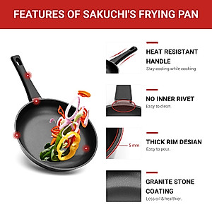 Sakuchi Frying Pan Set Nonstick Skillet Set Induction Compatible 3 Piece, 8 Inch, 9.5 Inch and 11 Inch…